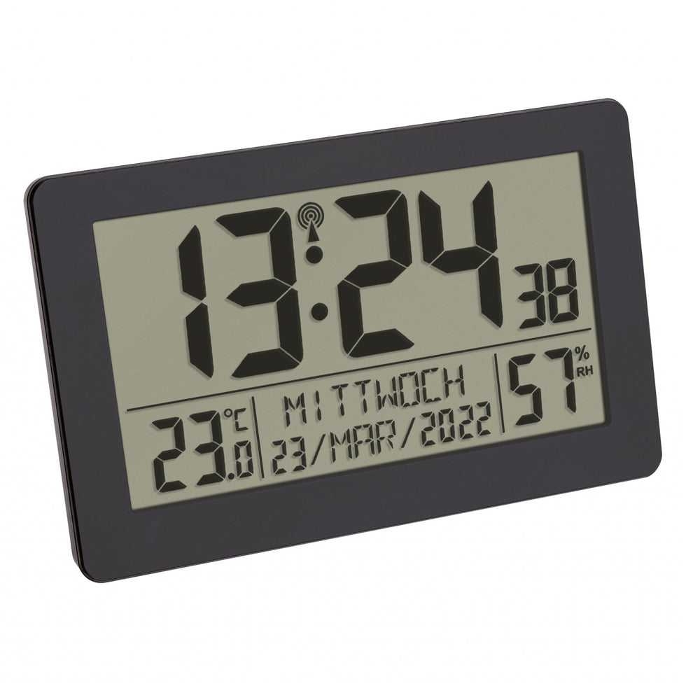 TFA Germany RALF Digital Alarm Wall Clock with Room Climate, 21cm ...